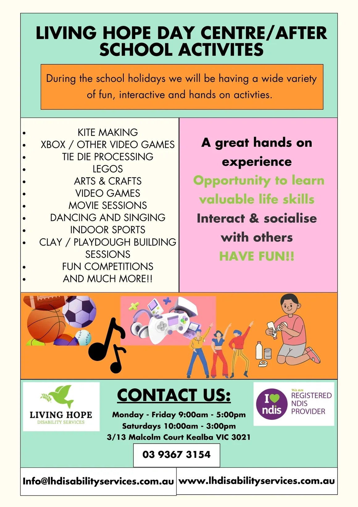 Hooray To School Holiday Program! - Living Hope Disability Services